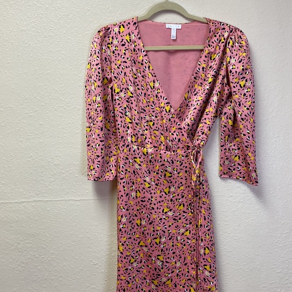 Leith | Dresses | Leith Womans Satin Pink Animal Print Wrap Size Small ...